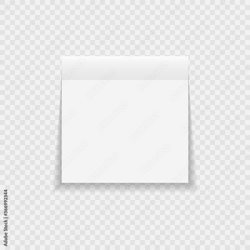 Vector memory pad with shadow on transparent background. Paper note pad ...
