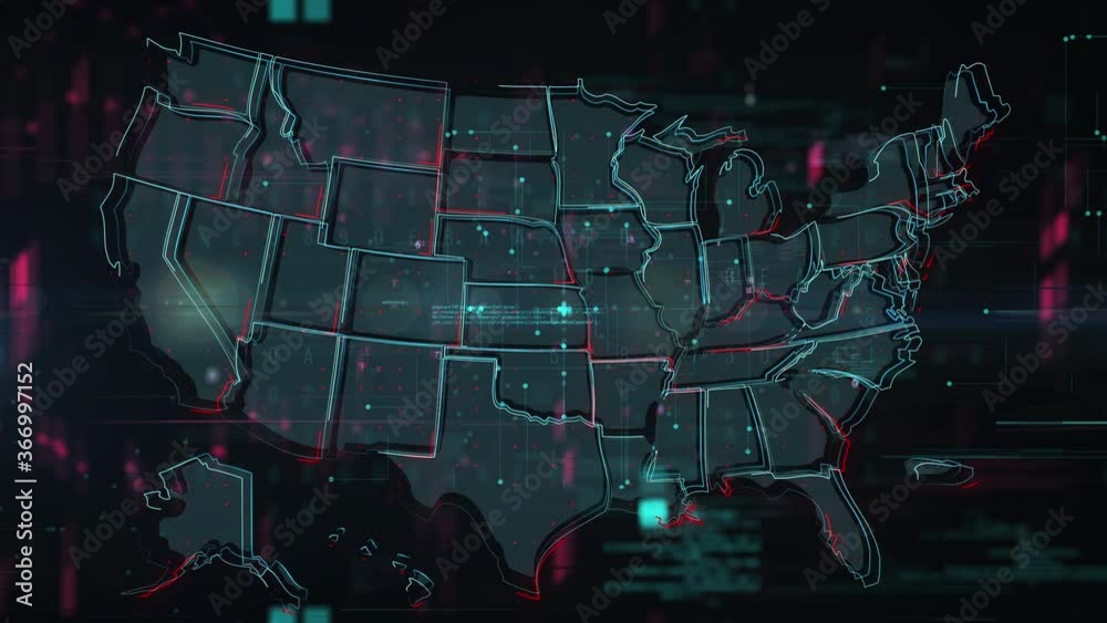USA map glitch effect background. Motion graphic 2d design. Stock 비디오 ...