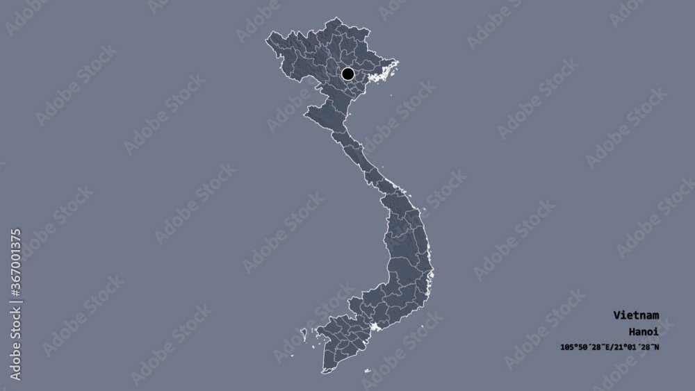 Cà Mau, province of Vietnam, with its capital, localized, outlined and ...
