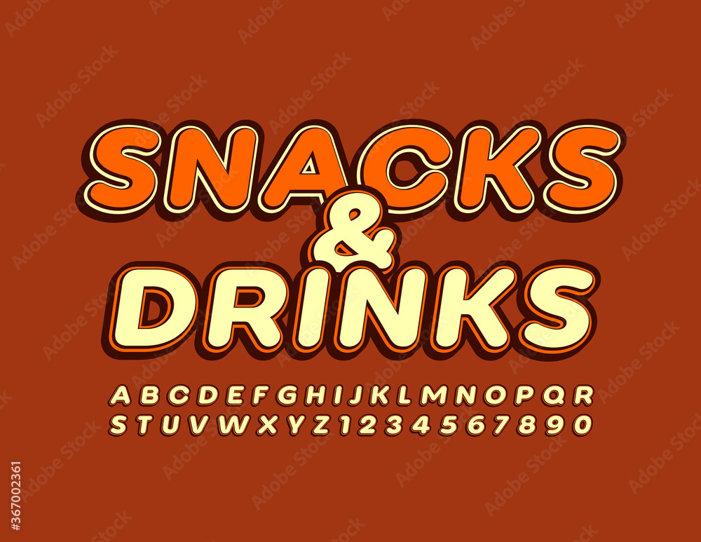 Vector sign Snack & Drinks for Cafe, Bar, Restaurant. Retro style Font ...