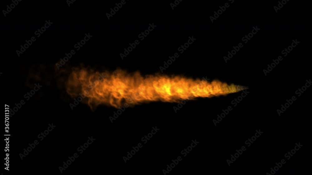 Realistic stream of flame animation on black background . 4K animation ...