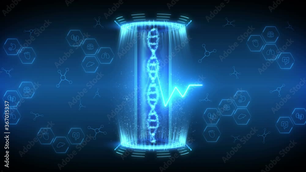 DNA helix molecule loop animation. DNA chromosome concept. Hologram ...