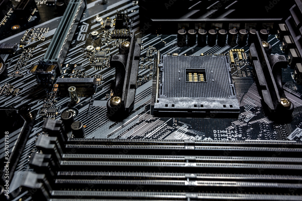 Socket am4 for amd processor on black motherboard asus tuf gaming on ...