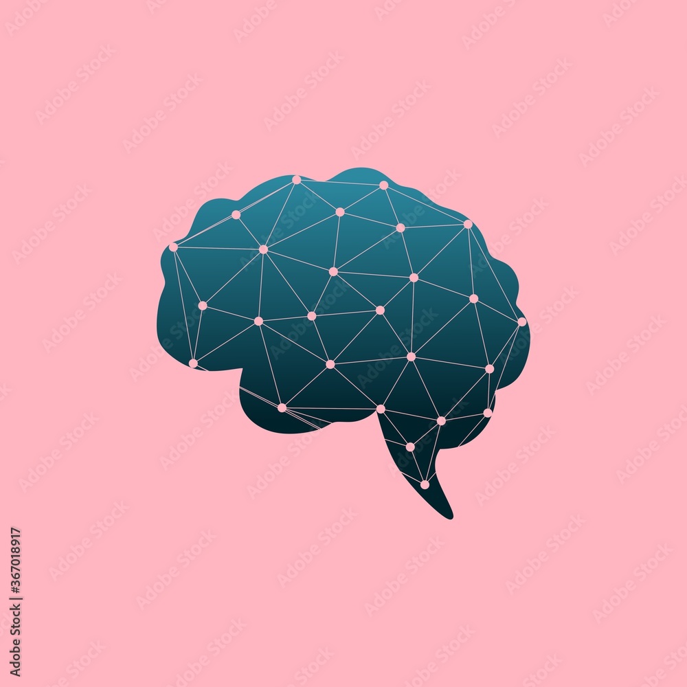Modern brain link connected point logo vector. Digital human brain ...