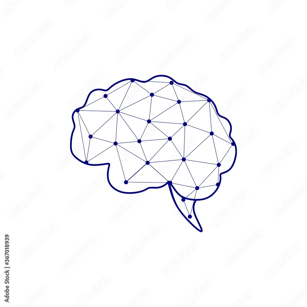 Modern brain link connected point logo vector. Digital human brain ...