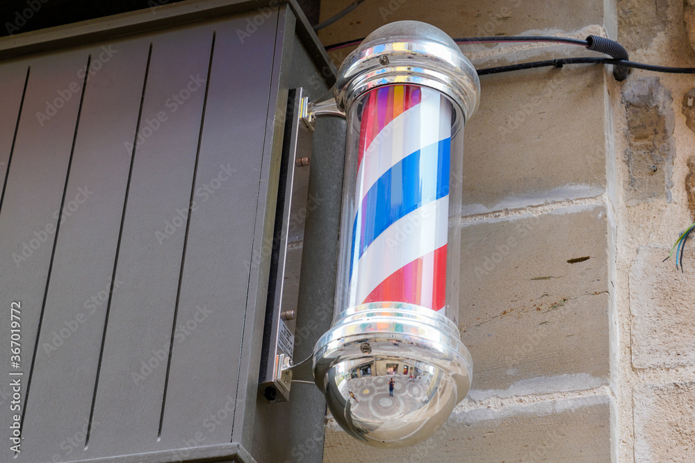 barber light tricolor pole spiral shop sign in vintage hairdresser on ...