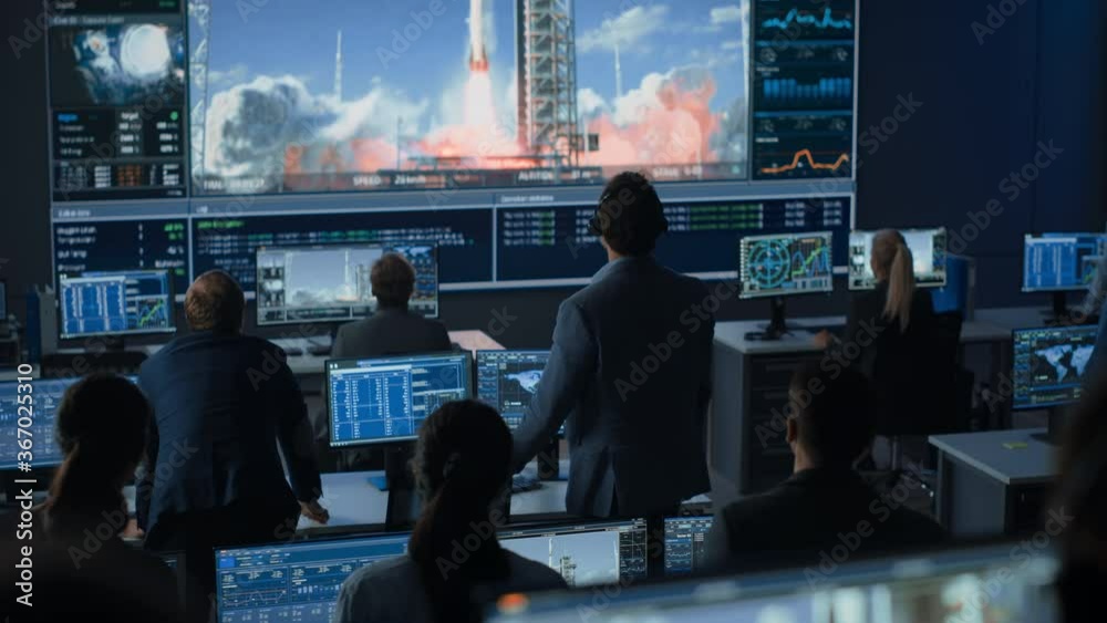 Flight Director Counts Down the Seconds Before Space Rocket Launch ...