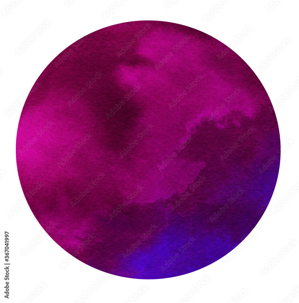 Simple round watercolor background, violet and blue. Circular ...