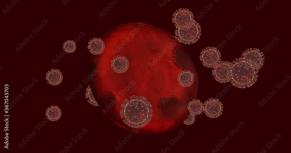 3D Visualisation of Covid-19 infection. Realistic SARS-CoV-2 2019-nCov ...