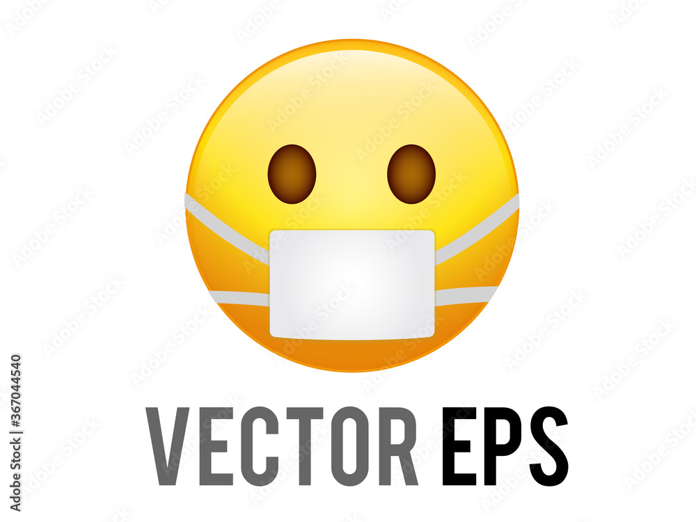 vector gradient yellow careless face emoji icon with wearing protect ...