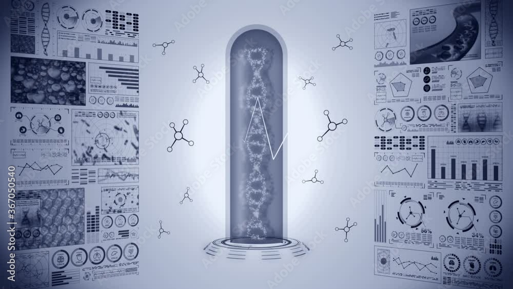 DNA helix molecule loop animation. DNA chromosome concept. Hologram ...