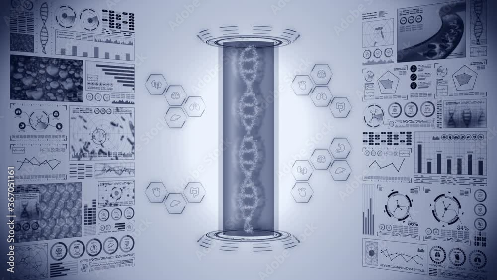 DNA helix molecule loop animation. DNA chromosome concept. Hologram ...