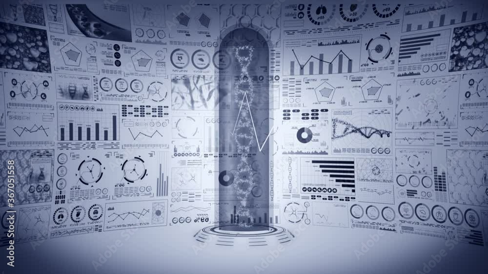 DNA helix molecule loop animation. DNA chromosome concept. Hologram ...