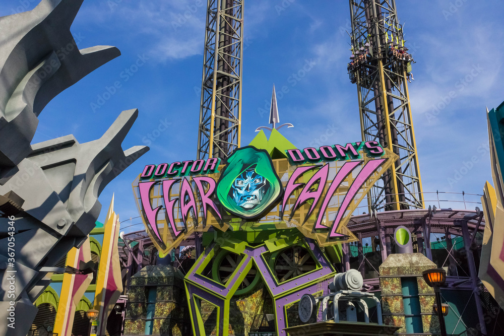 Orlando, Florida, USA - May 10, 2018: Ride Doctor Doom Fearfall. Island ...
