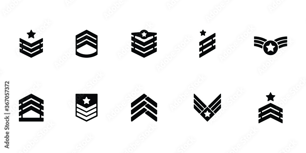 Collection of military rank icon or logo isolated on white background ...