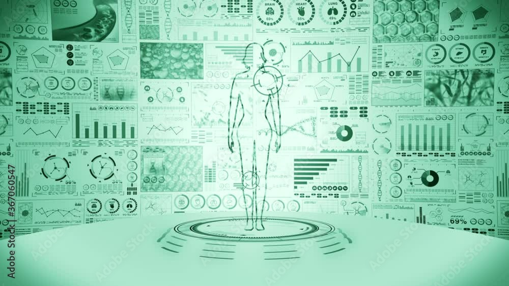 Woman virtual body. Human medical hologram animation. Graph, Diagram ...