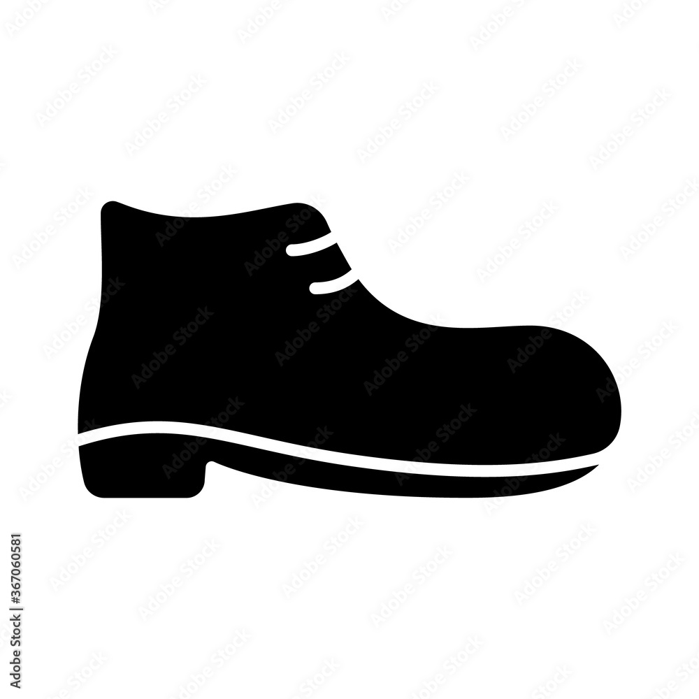 Outline logo of men's shoes. Silhouette short lace-up boot icon. Black ...