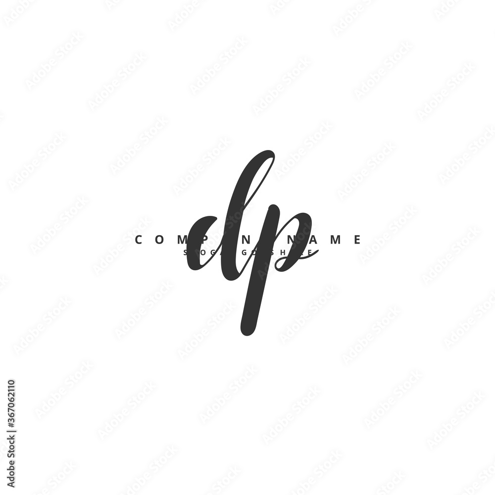 D P DP Initial handwriting and signature logo design with circle ...