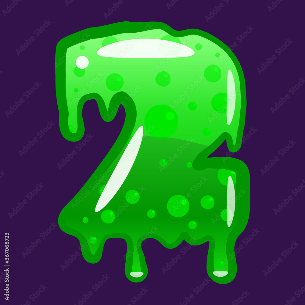 Slime font type number 2 latin alphabet. Green bubbling toxic mold ...