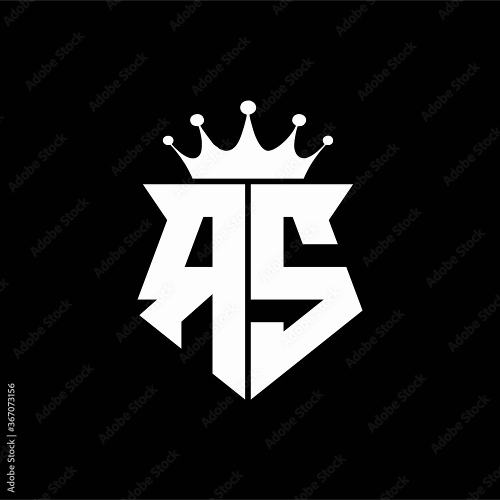 rs logo monogram shield shape with crown design template Stock Vector ...