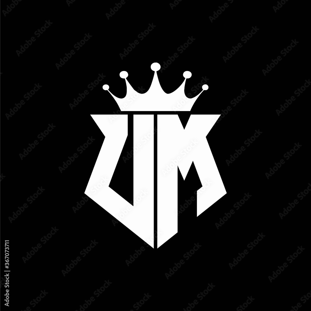 um logo monogram shield shape with crown design template Stock Vector ...
