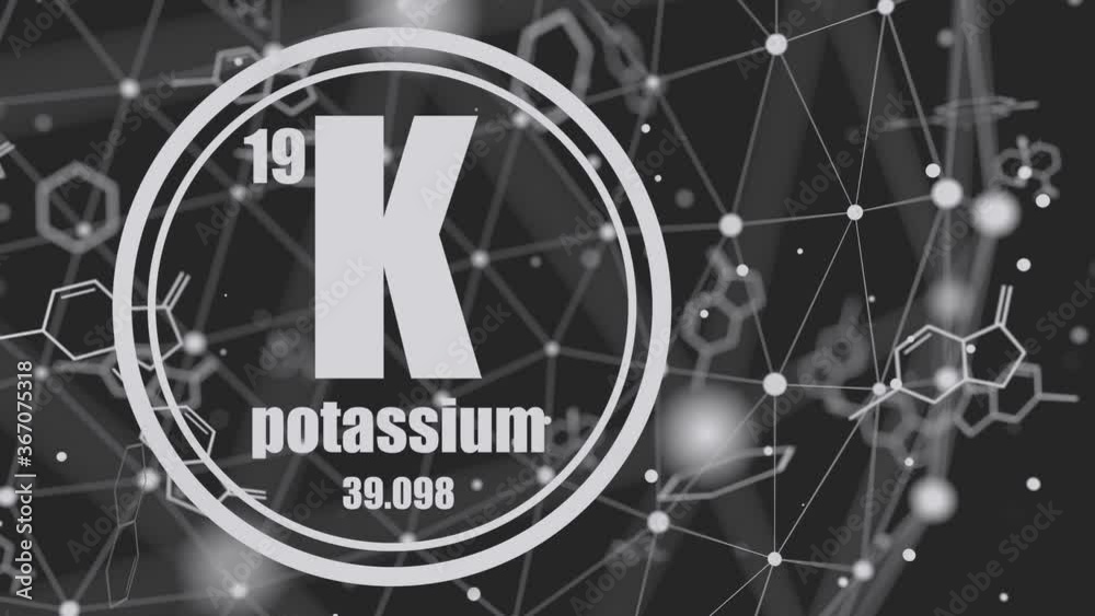 Potassium chemical element. Sign with atomic number and atomic weight ...