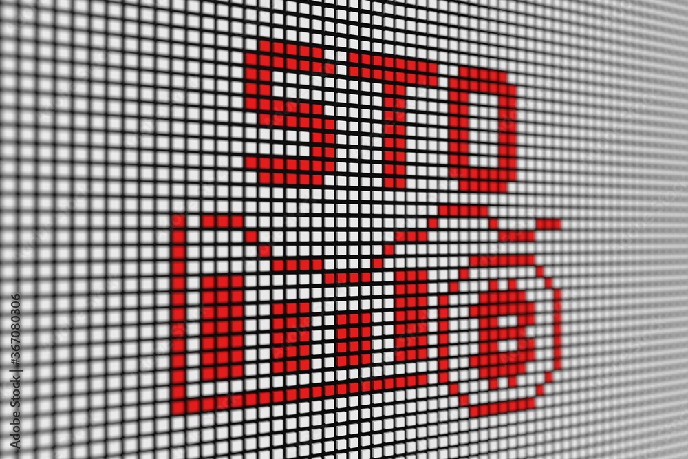 STO text scoreboard blurred background 3d illustration Stock ...