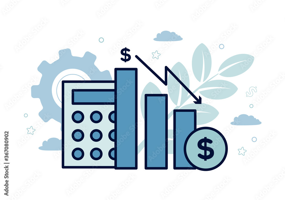 Finance. Vector illustration of econometrics. Icons of calculator, bar ... Finance. Vector illustration of econometrics. Icons of calculator, bar ...