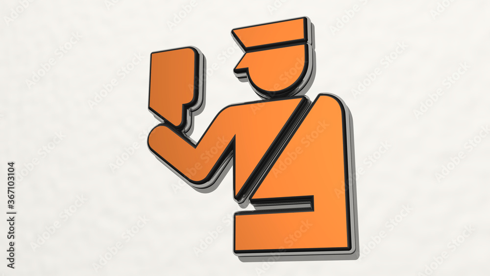 passport control made by 3D illustration of a shiny metallic sculpture ...