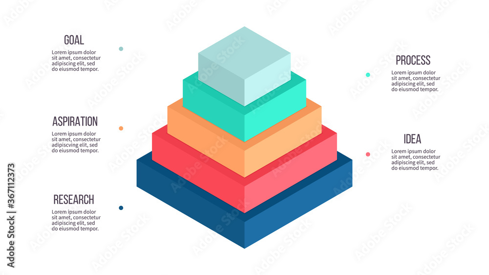 Business infographics. Pyramid chart with 5 steps, options, layers ...