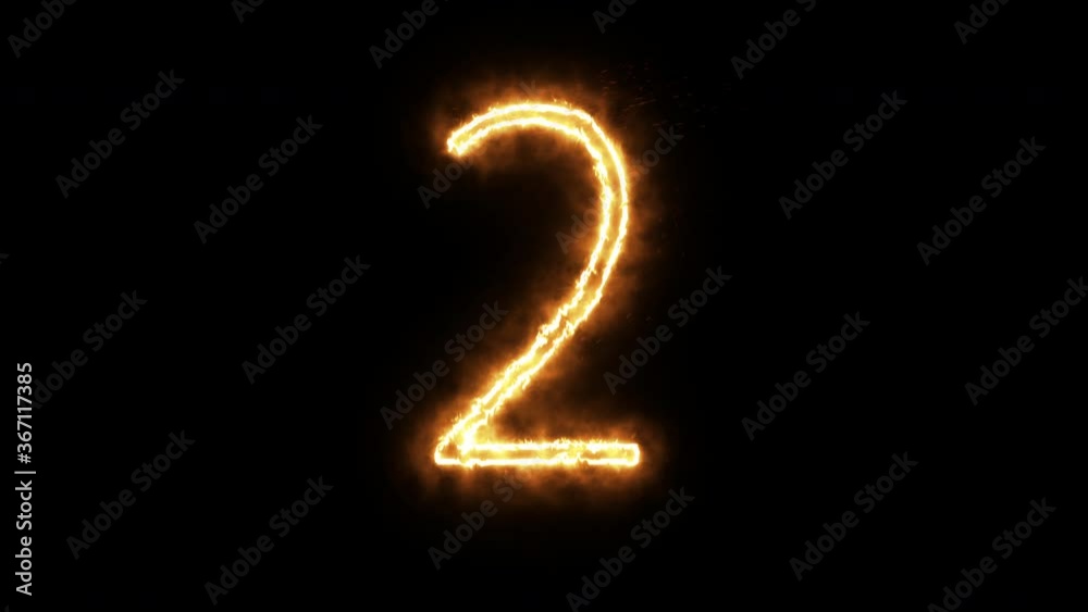 Vidéo Stock Fire number 2 of burning flame. Number two made from fire ...