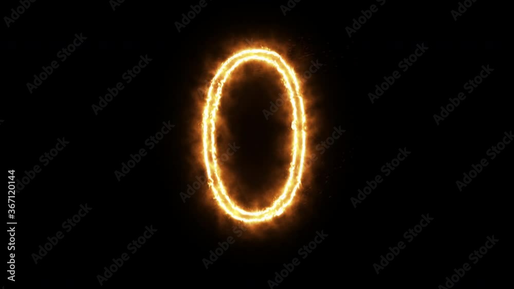 Fire number 0 of burning flame. Number zero made from fire flame ...