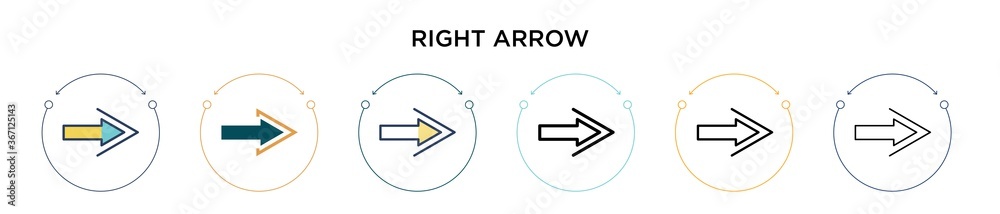 Right arrow icon in filled, thin line, outline and stroke style. Vector ...