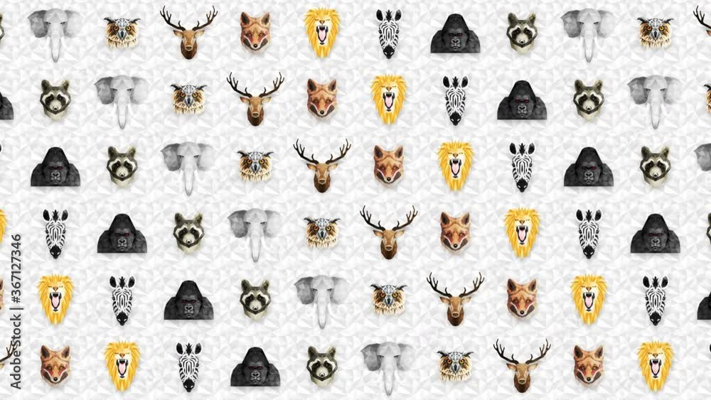 Collection of different animals. Zoo symbol. Low polygon icons. Lion ...