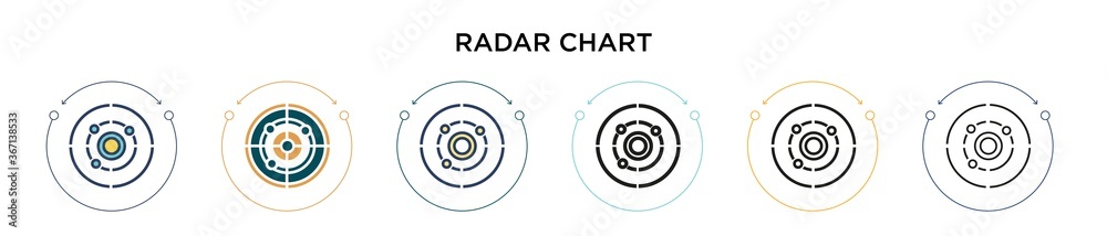 Radar chart icon in filled, thin line, outline and stroke style. Vector ...