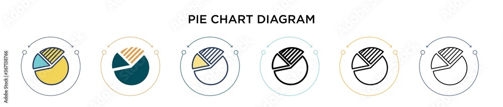 Pie chart diagram icon in filled, thin line, outline and stroke style ...
