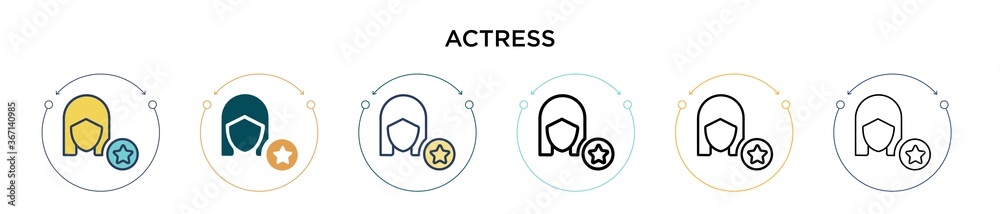 Actress icon in filled, thin line, outline and stroke style. Vector ...