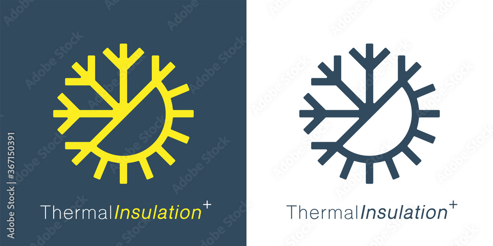 Thermal insulation icon. Temperature symbol. Sun snowflake sign ...