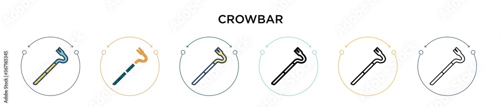 Crowbar icon in filled, thin line, outline and stroke style. Vector ...