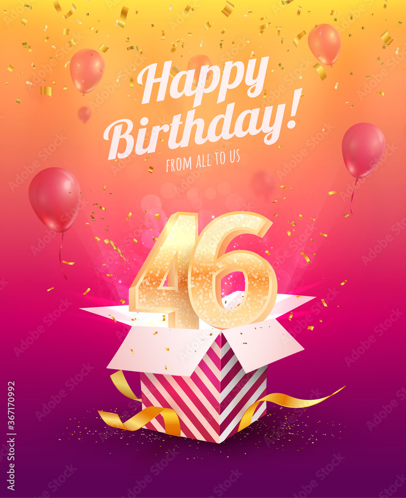 Celebrating 46th years birthday vector illustration. Forty-six ...
