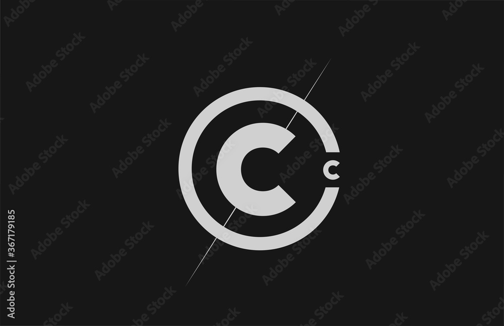 alphabet C letter logo icon. White black simple line and circle design ...