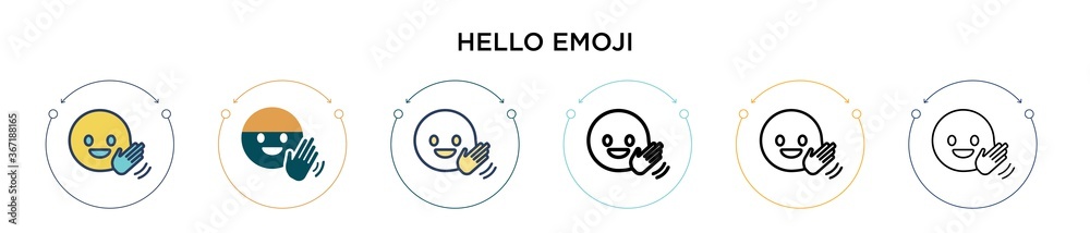 Hello emoji icon in filled, thin line, outline and stroke style. Vector ...