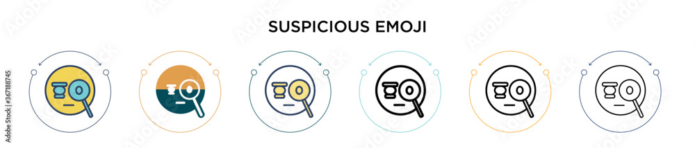 Vetor de Suspicious emoji icon in filled, thin line, outline and stroke ...