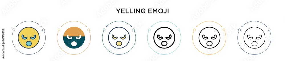 Yelling emoji icon in filled, thin line, outline and stroke style ...