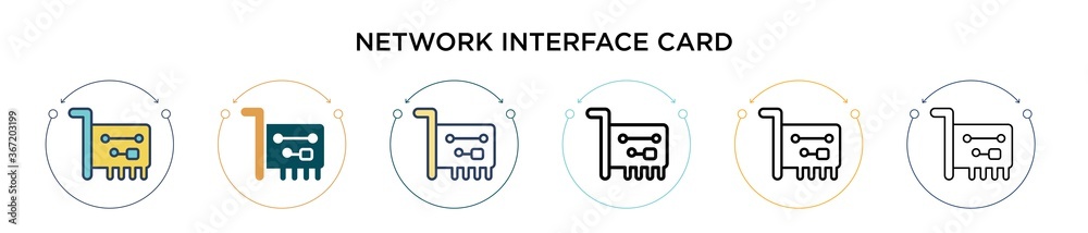 Network interface card icon in filled, thin line, outline and stroke ...