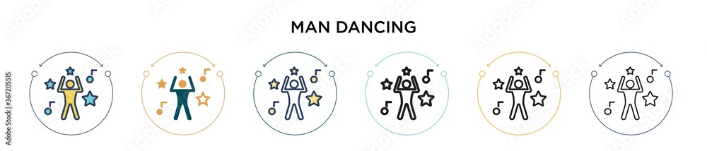 Man dancing icon in filled, thin line, outline and stroke style. Vector ...