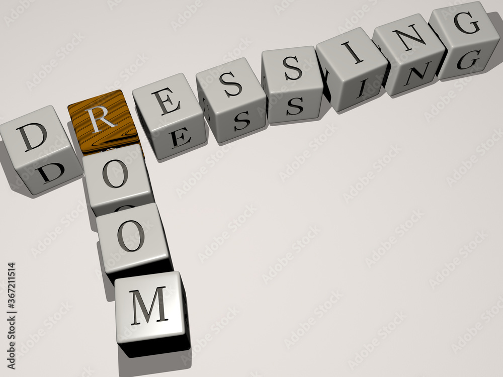 crosswords of dressing room arranged by cubic letters on a mirror floor ...