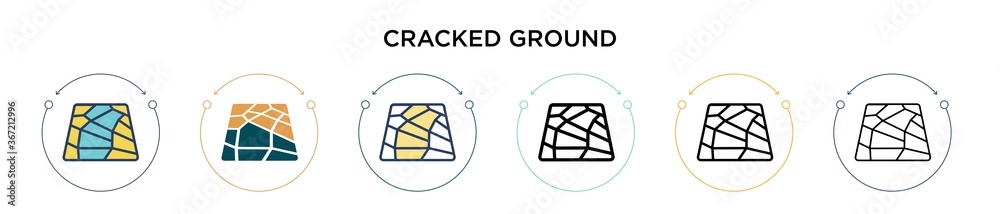 Vetor do Stock: Cracked ground icon in filled, thin line, outline and ...