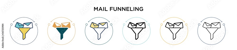Mail funneling icon in filled, thin line, outline and stroke style ...