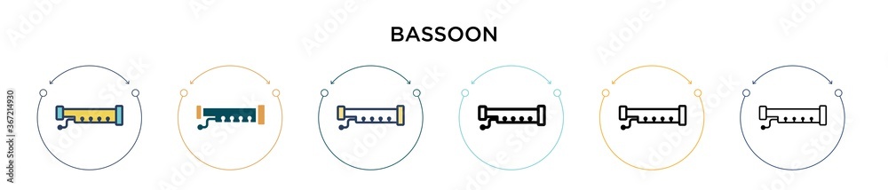 Bassoon icon in filled, thin line, outline and stroke style. Vector ...